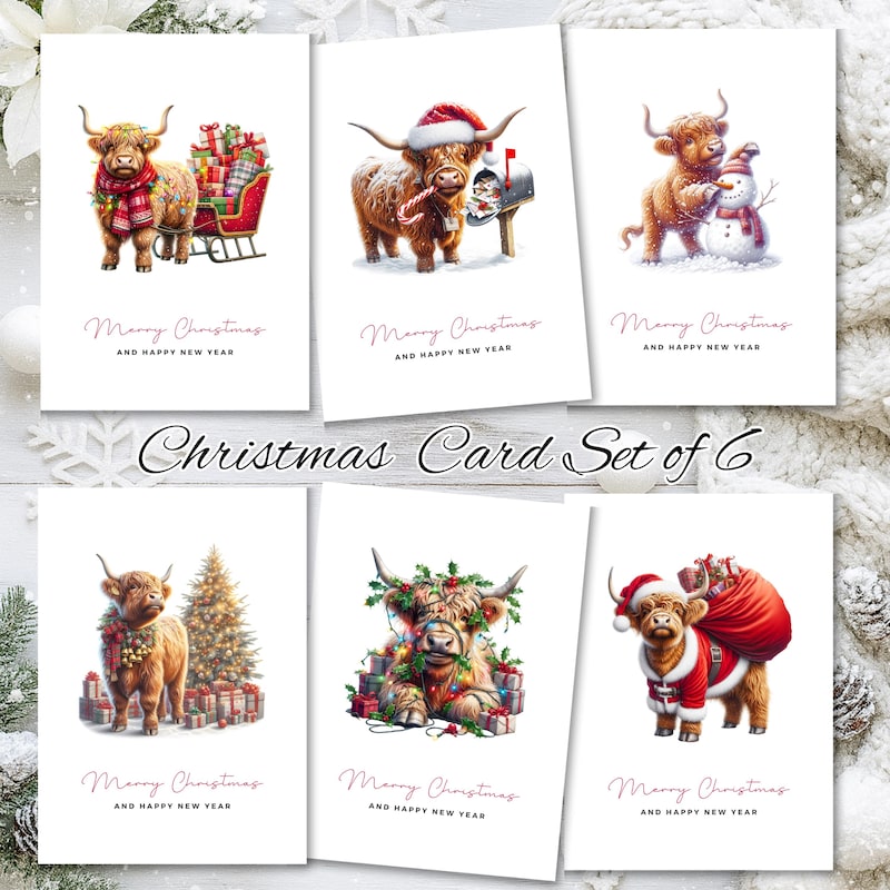 Christmas Cards Set Animal - Etsy