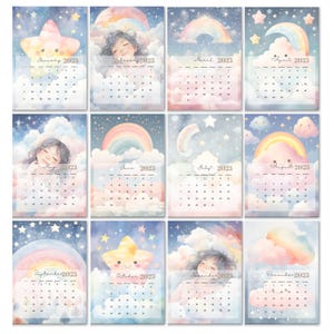 2025 Whimsical Pastel Rainbow Calendar, Adorable Pastel Desk Calenda ...