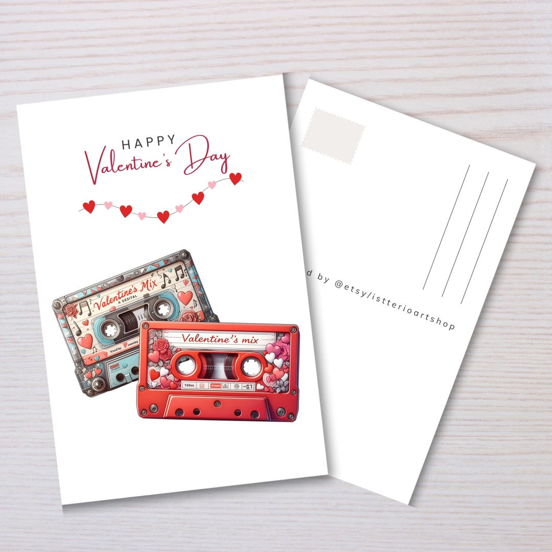 Retro Cassette Valentine's Day Card, Music Lover Gift - Etsy
