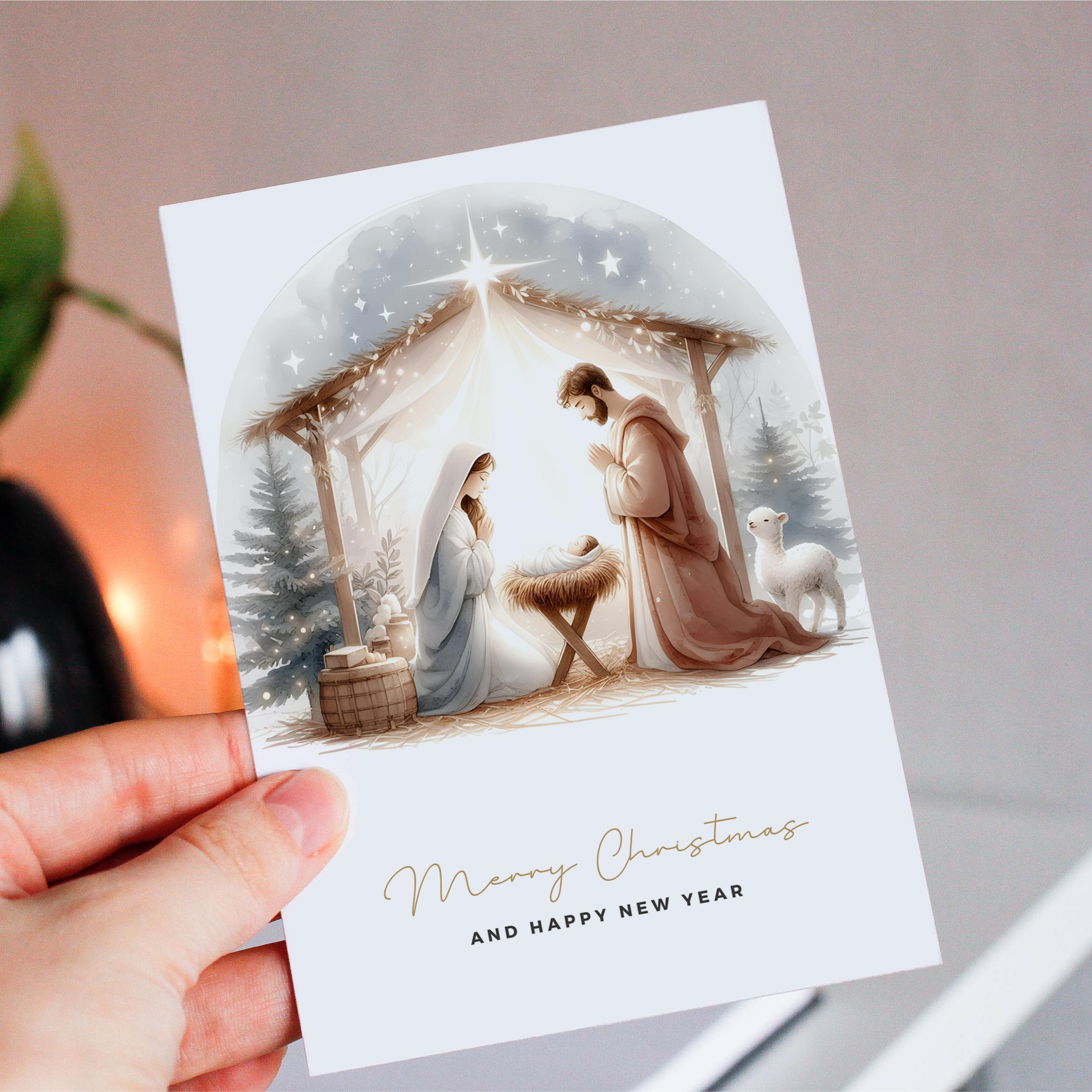 Set of 6 Nativity Scene Christmas Cards, Festive Religious Holiday ...