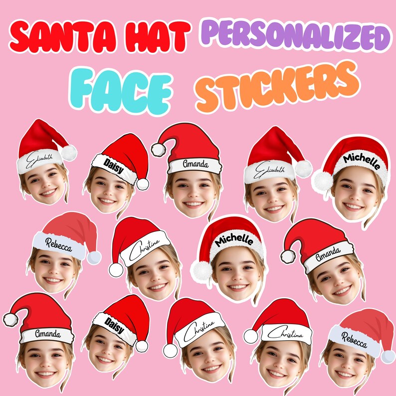 Personalized Santa Stickers, Christmas Face Confetti, Custom Photo ...