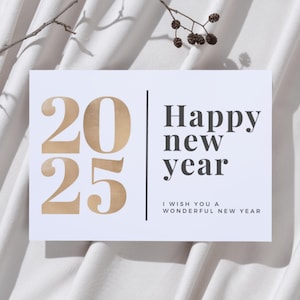 2025 Happy New Year Postcard, Modern New Year Postcard 2025 ...