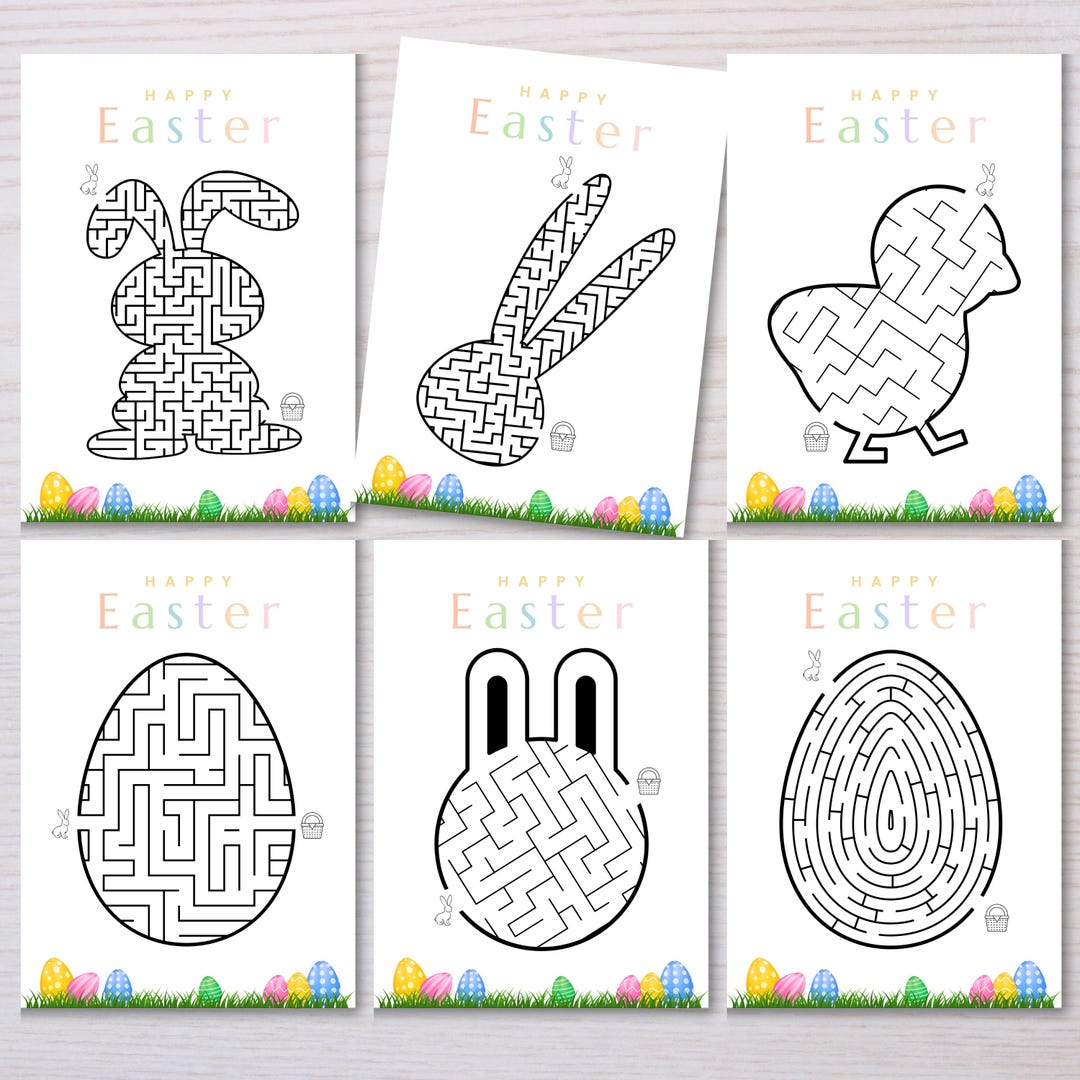 Easter Maze Card Set, Bunny and Egg Maze Cards, Easter Activity for ...