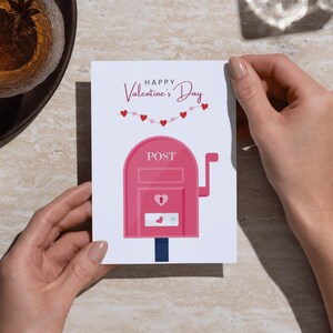 Pink Postbox Valentine's Day Postcard, Romantic Mailbox Happy Valentine ...