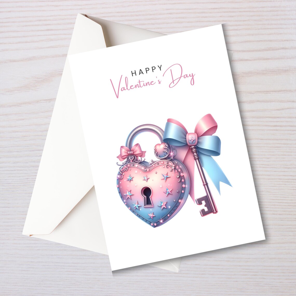 Romantic Valentines Day Card With Heart Lock and Key, Heart Lock & Key ...