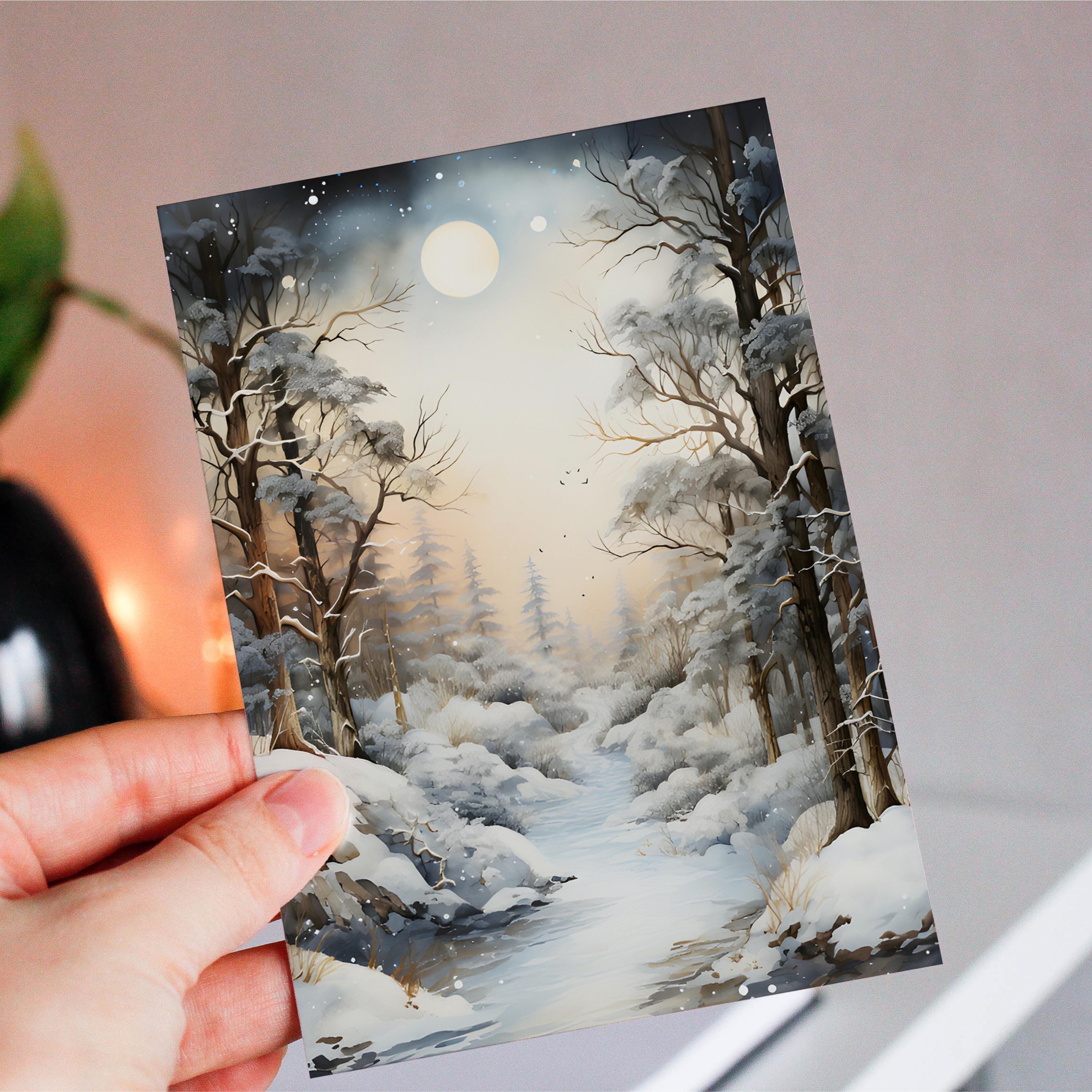 Set of 6 Woodland Winter Christmas Cards, Rustic Wildlife and Snowy ...