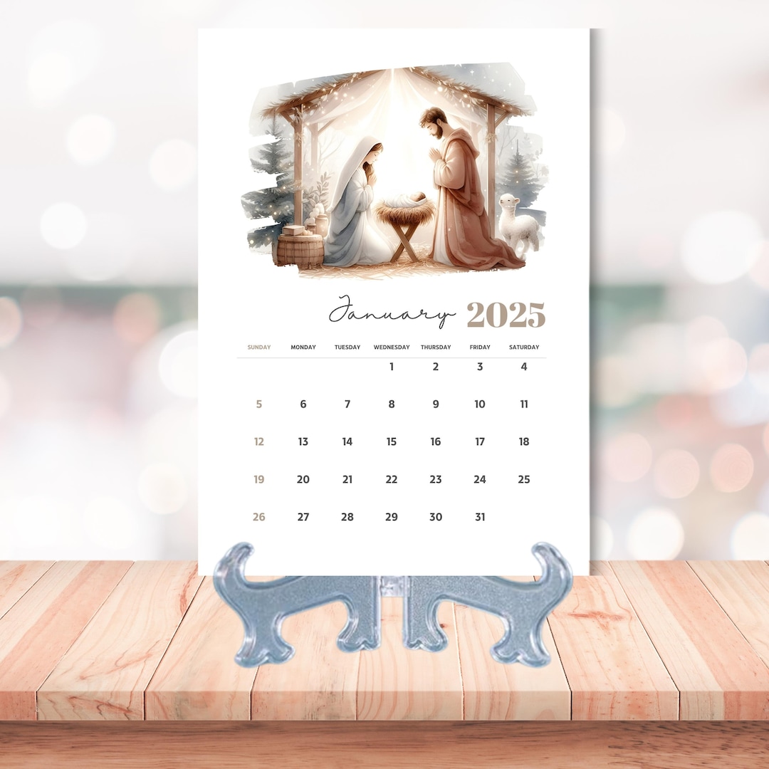 2025 Nativity Calendar, Personalized Calendar 2025, Christian Art Desk ...