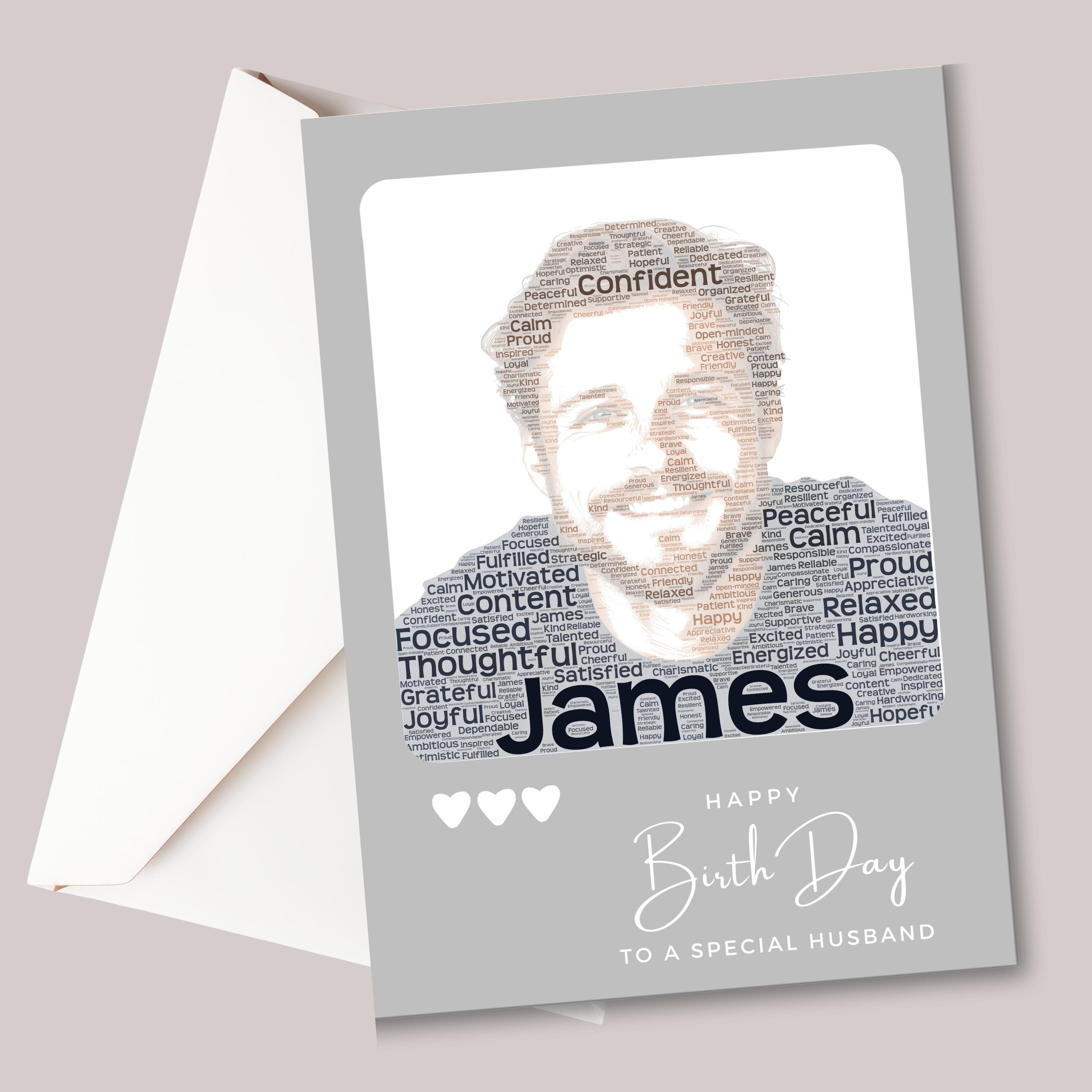 Custom Word Art Birthday Card, Personalized Photo Design for Loved Ones ...