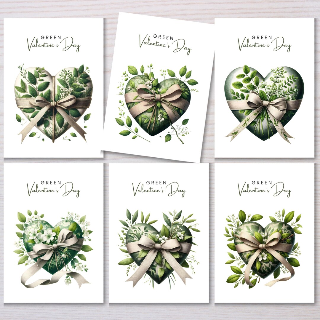 Green Valentine's Day Cards, Eco-friendly Greeting Cards, Botanical ...