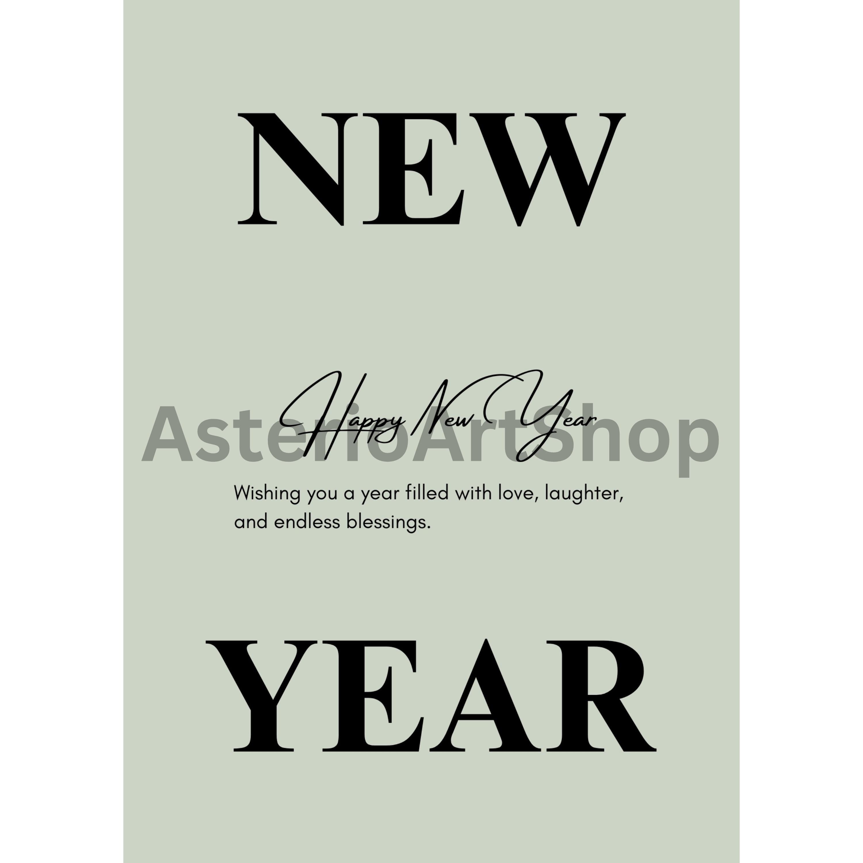 Minimalist Happy New Year 2025 Postcard, Modern New Year Postcard With ...