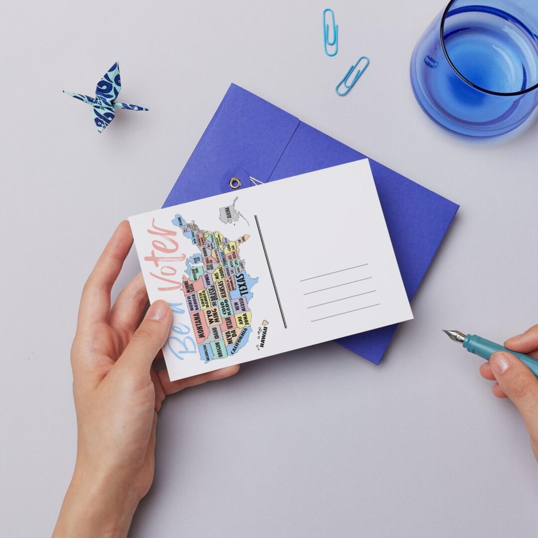 Be a Voter Postcard, USA States Map Design, Encourage Voting, Civic ...