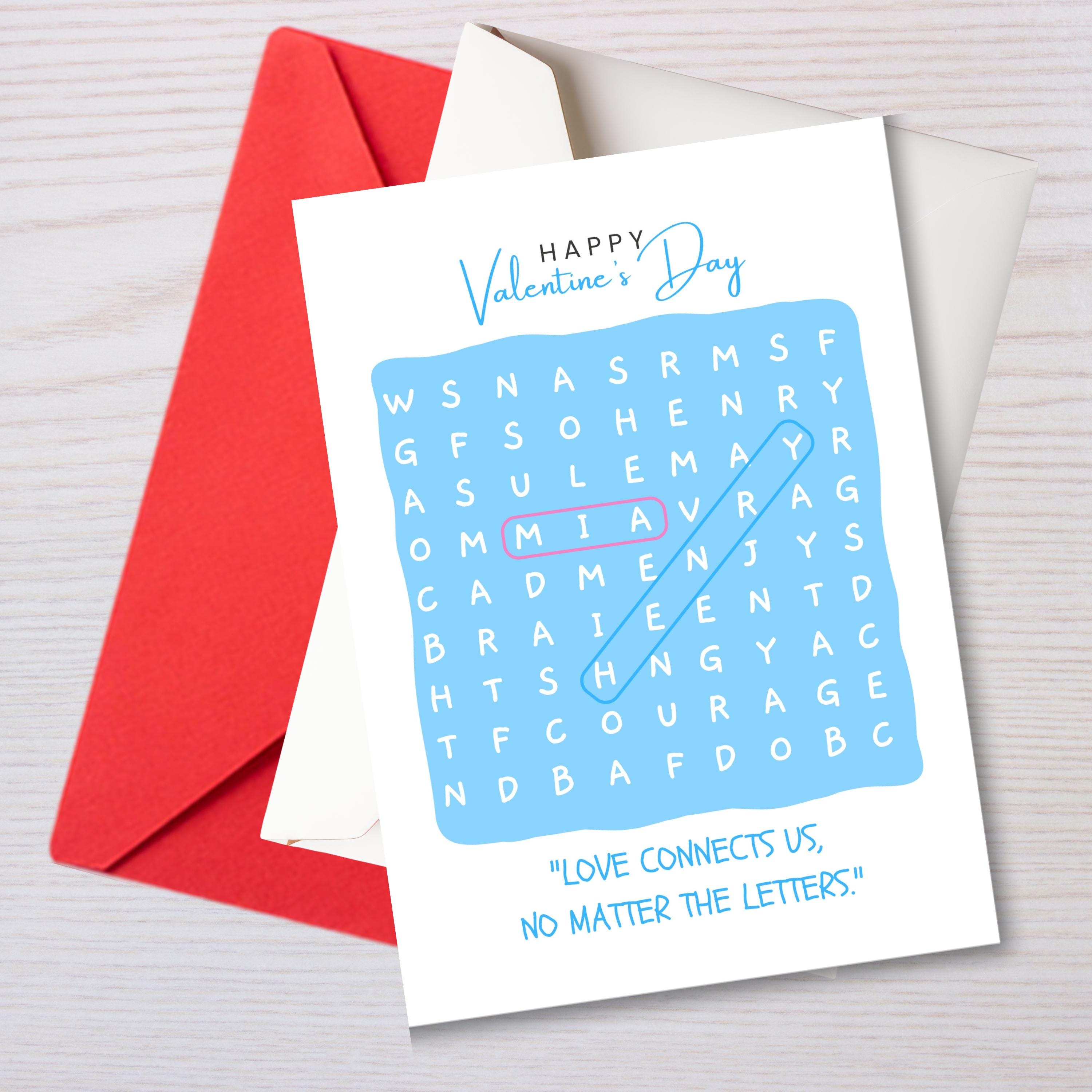 Personalized Valentine's Day Word Search Card, Custom Name Puzzle - Etsy