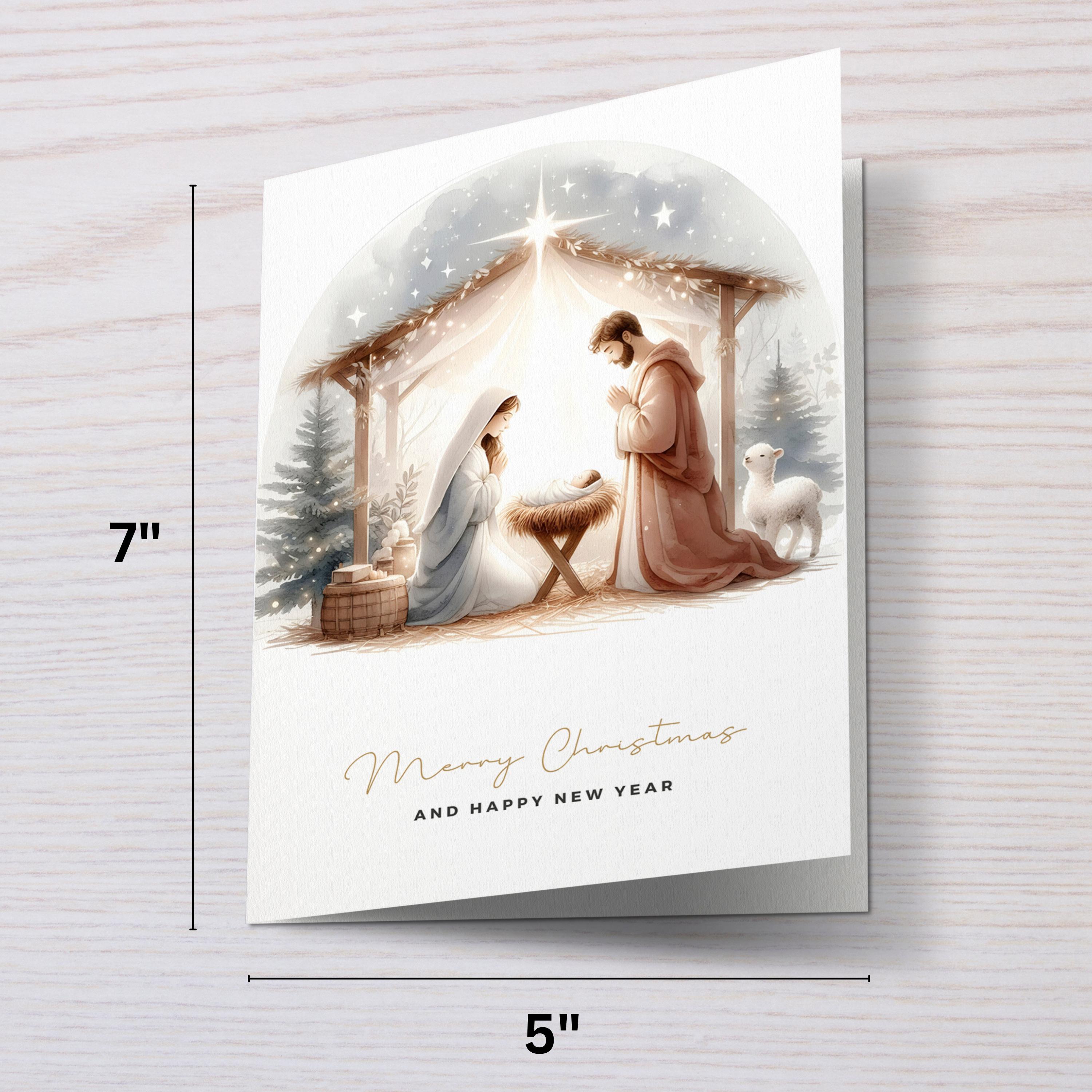 Nativity Scene Christmas Cards, Religious Holiday Greetings, Set of 6 ...