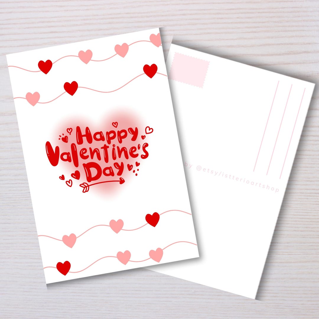 Romantic Valentine's Day Postcard, Happy Valentine's Day Greeting Card ...