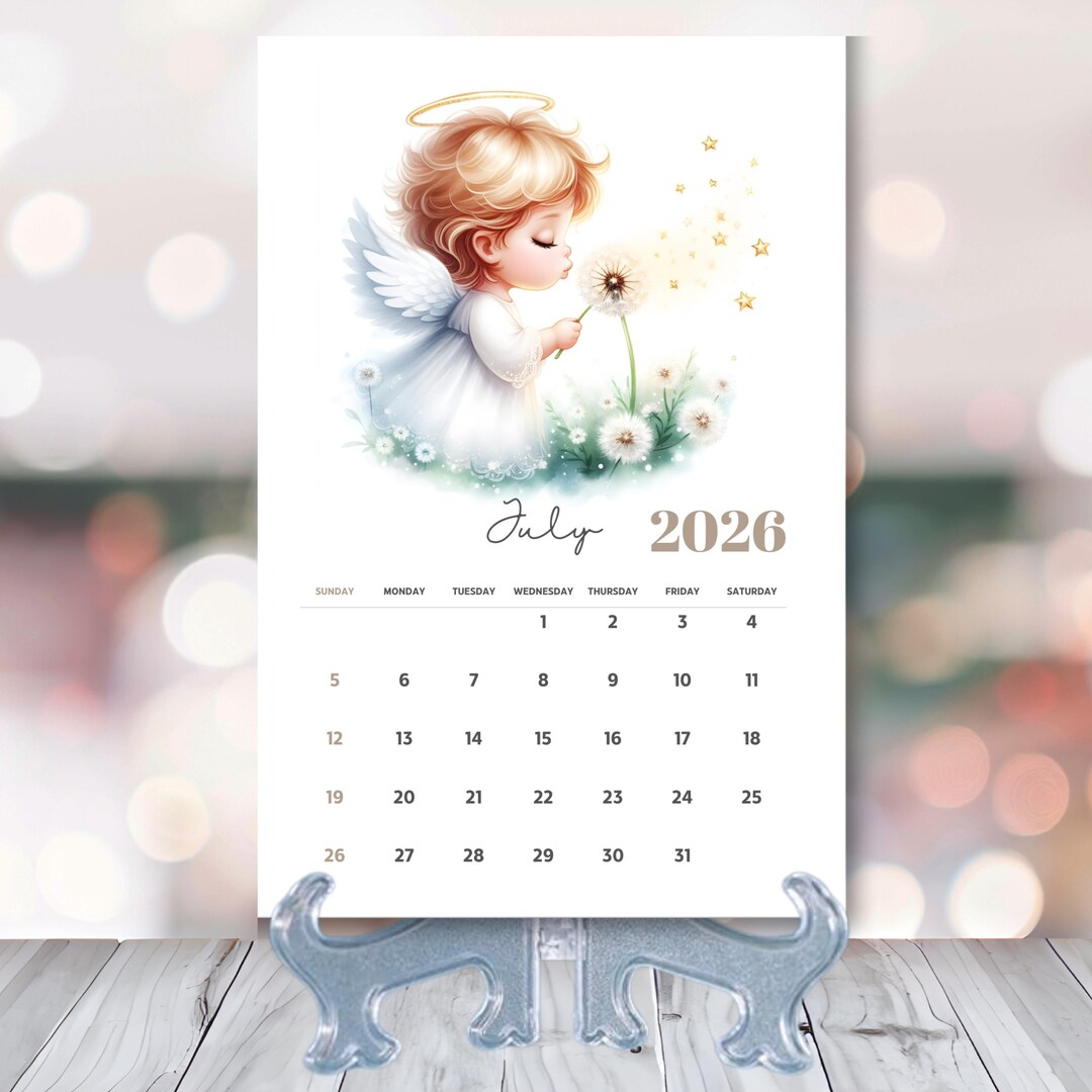 Angel Desk Calendar 2026, Watercolor Religious Gift - Etsy