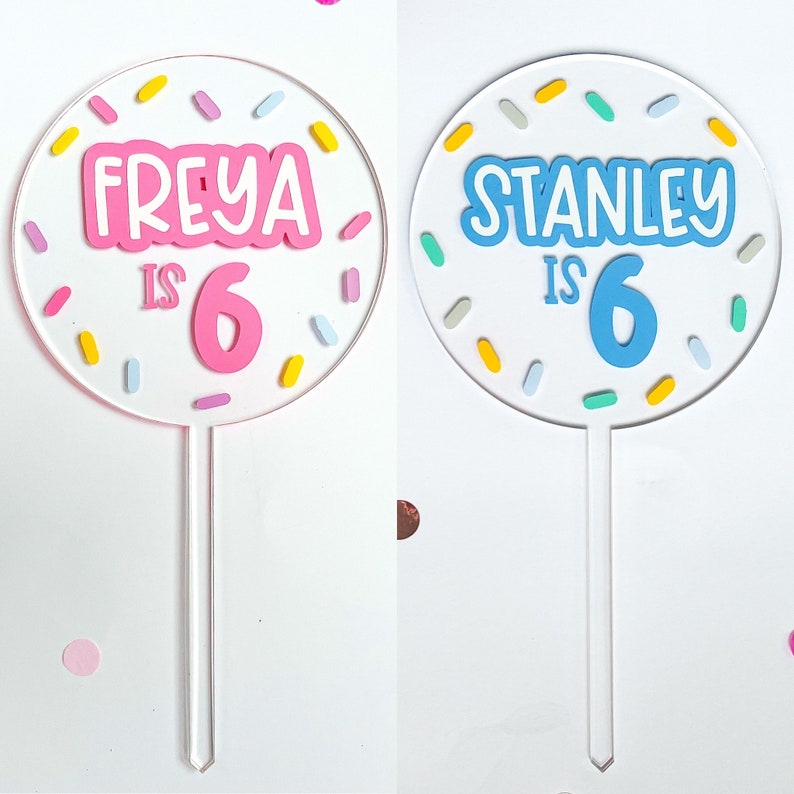Personalised Sprinkle Kids Cake Topper, Pastel Birthday Decor, Custom ...