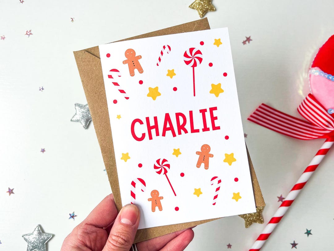 Personalised Kids Christmas Card Childrens Custom Holiday Card Candy ...