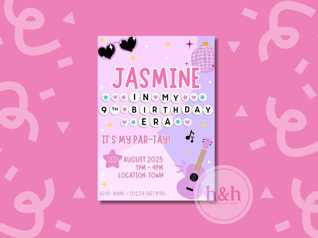 DIGITAL Personalised Birthday Era Party Invitation Swiftie Themed Party ...