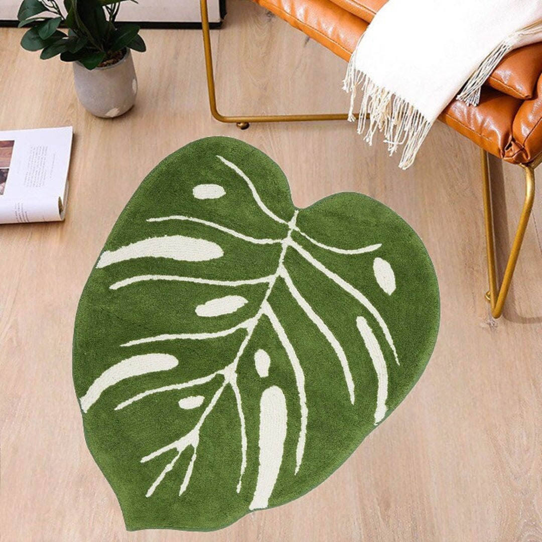 Areca Palms Rugleaf Patternleaf Rugshaped Carpetgreen - Etsy