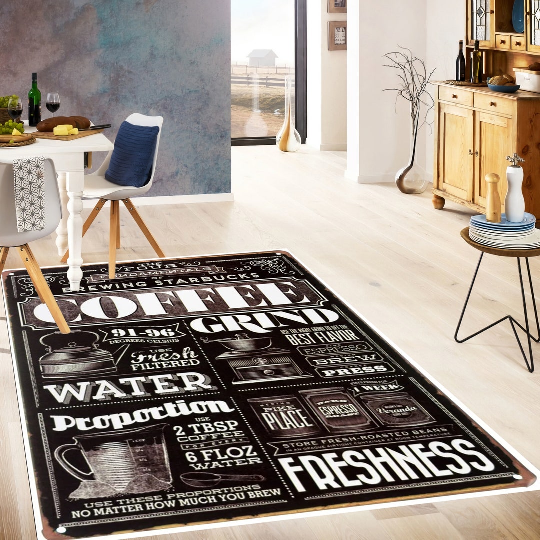 Personalized Printed Rug,types of Coffee,gift for Kitchen,kitchen Rug ...
