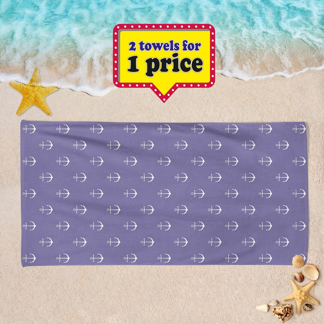 Beach Toweldrawinganchor Pattern Customize Beach - Etsy