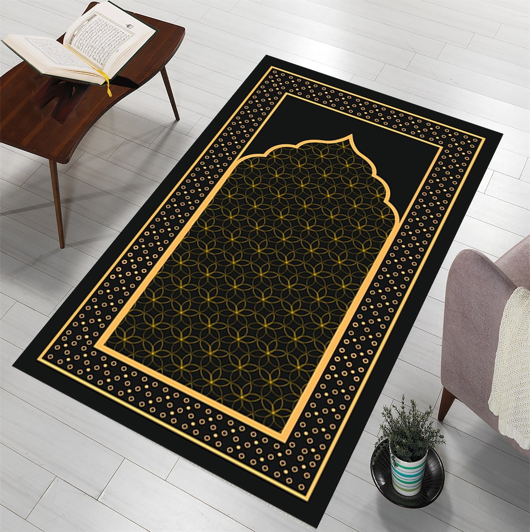 Prayer Rug,black Rug,mosque Decor,prayer Mat,islamic Janamaz,lux Prayer ...