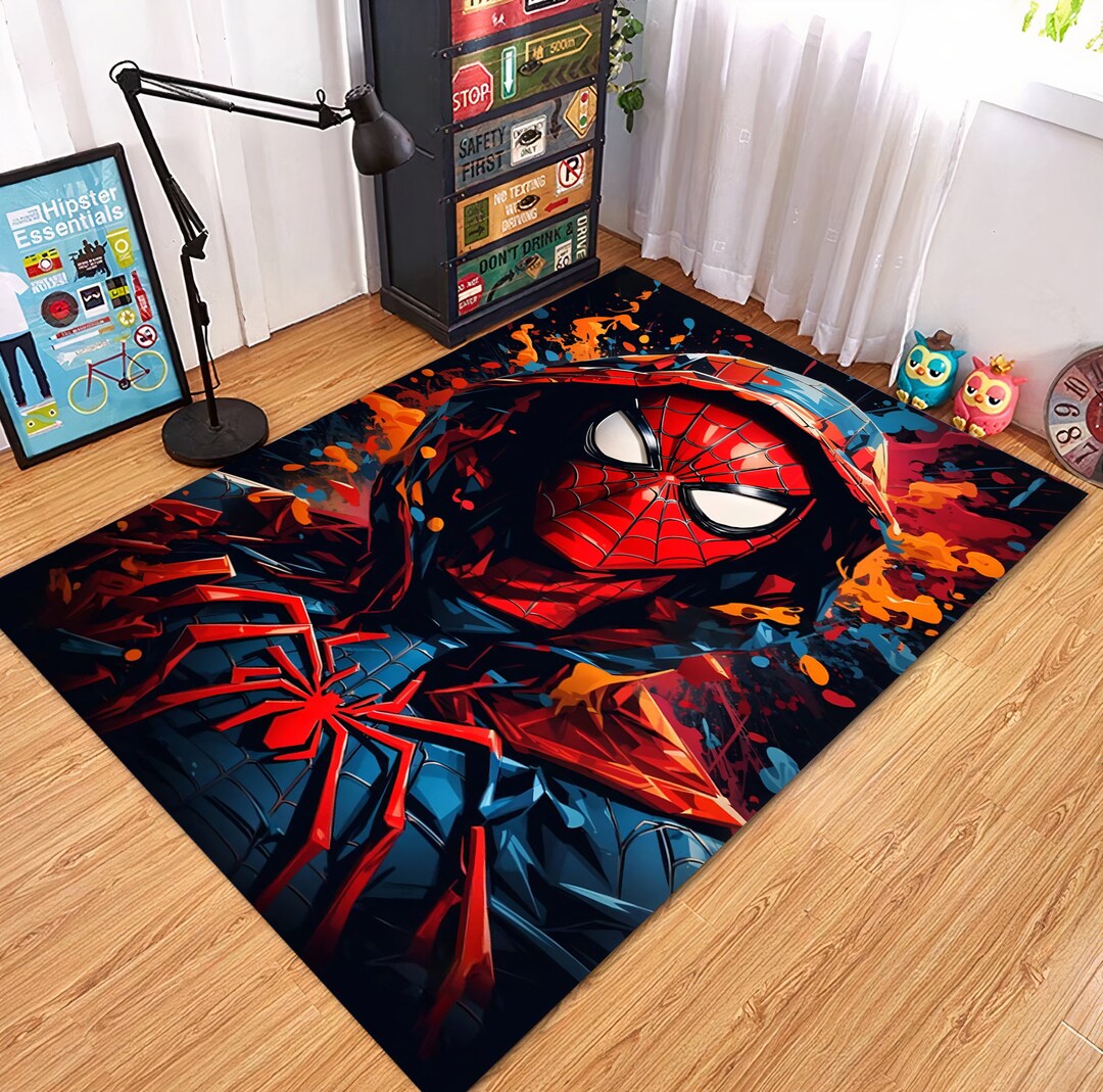 Spiderman Rug,cool Rugs,pastel Decor,aesthetic Rug,spider Web,teens Rug ...