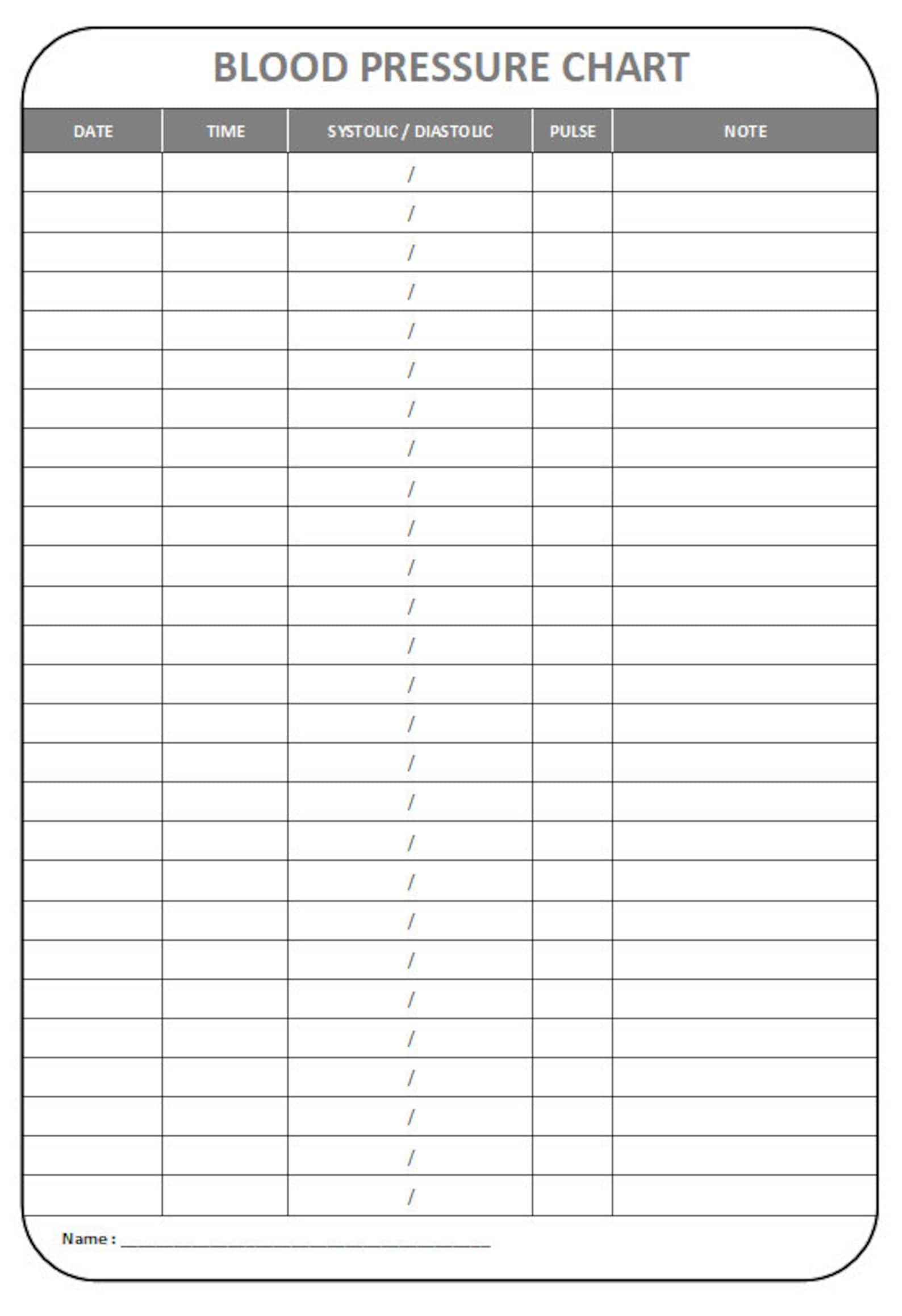 Blood Pressure Log (A4) – BP Tracker Spreadsheet & Printable PDF, Excel ...