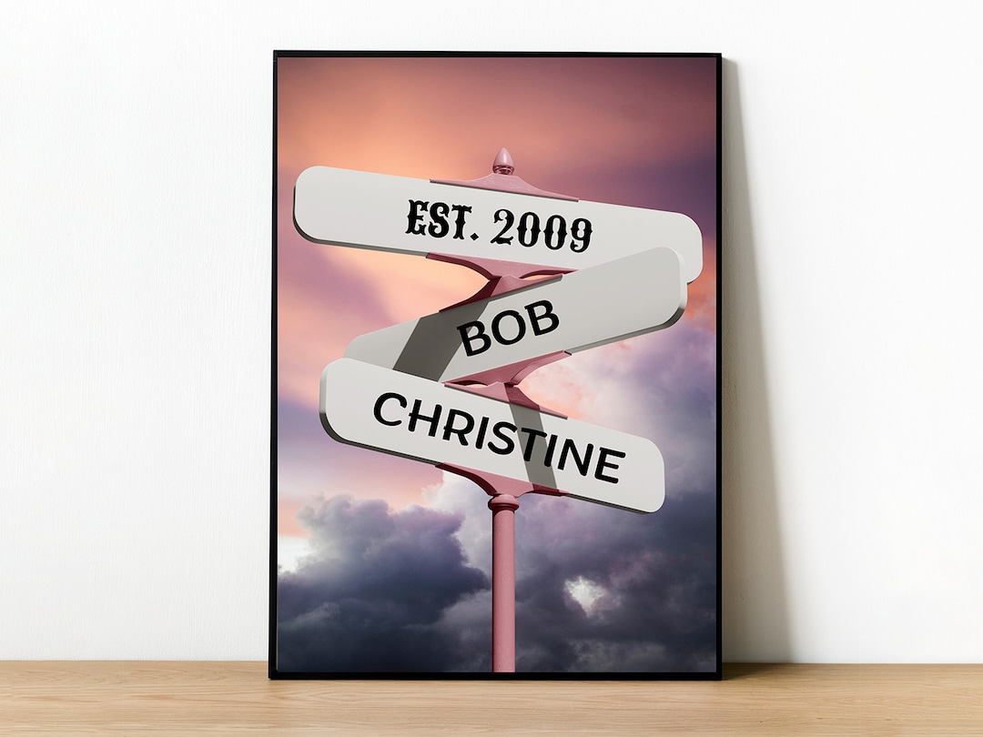 Personalized Vintage Street Sign – Custom Names & Date Printable Canva ...