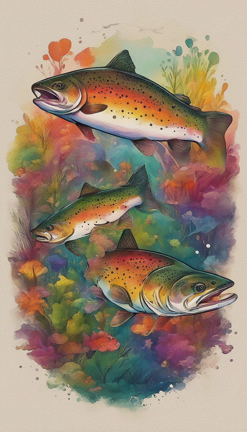 Rainbow Trout Wall Art - Vertical - 3 Variations - Digital Downloads - Etsy