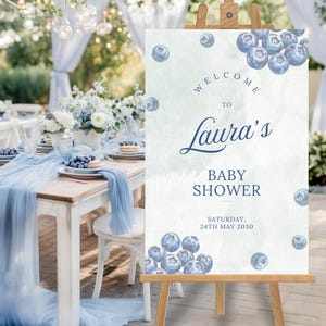 Blueberry Baby Shower Welcome Sign, Berry Sweet Baby, Digital Download ...