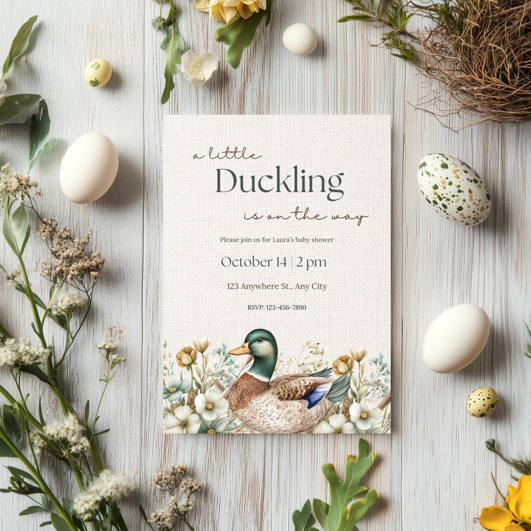 Mallard Duck Baby Shower Invite, Baby Shower Invitation, Digital ...