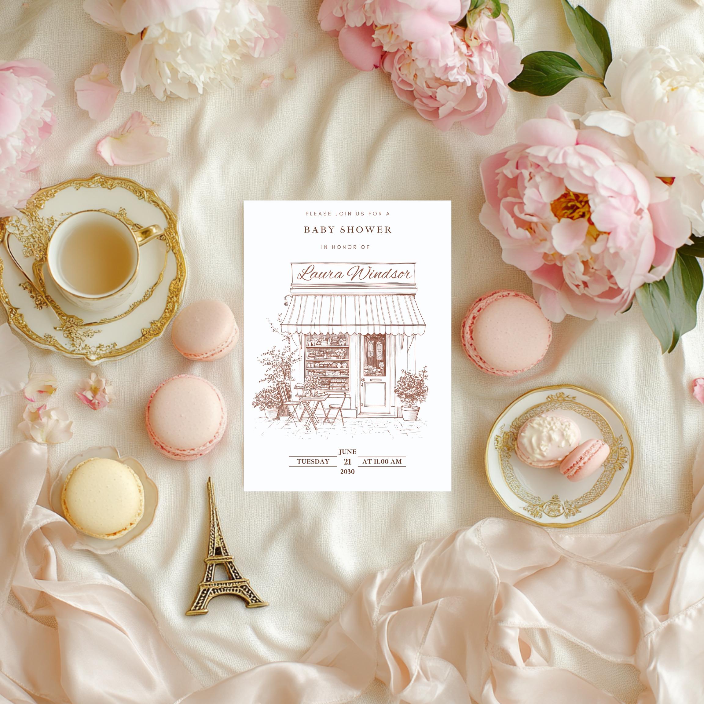 Paris Baby Shower Invitation, French Patisserie Bakery Baby Shower ...