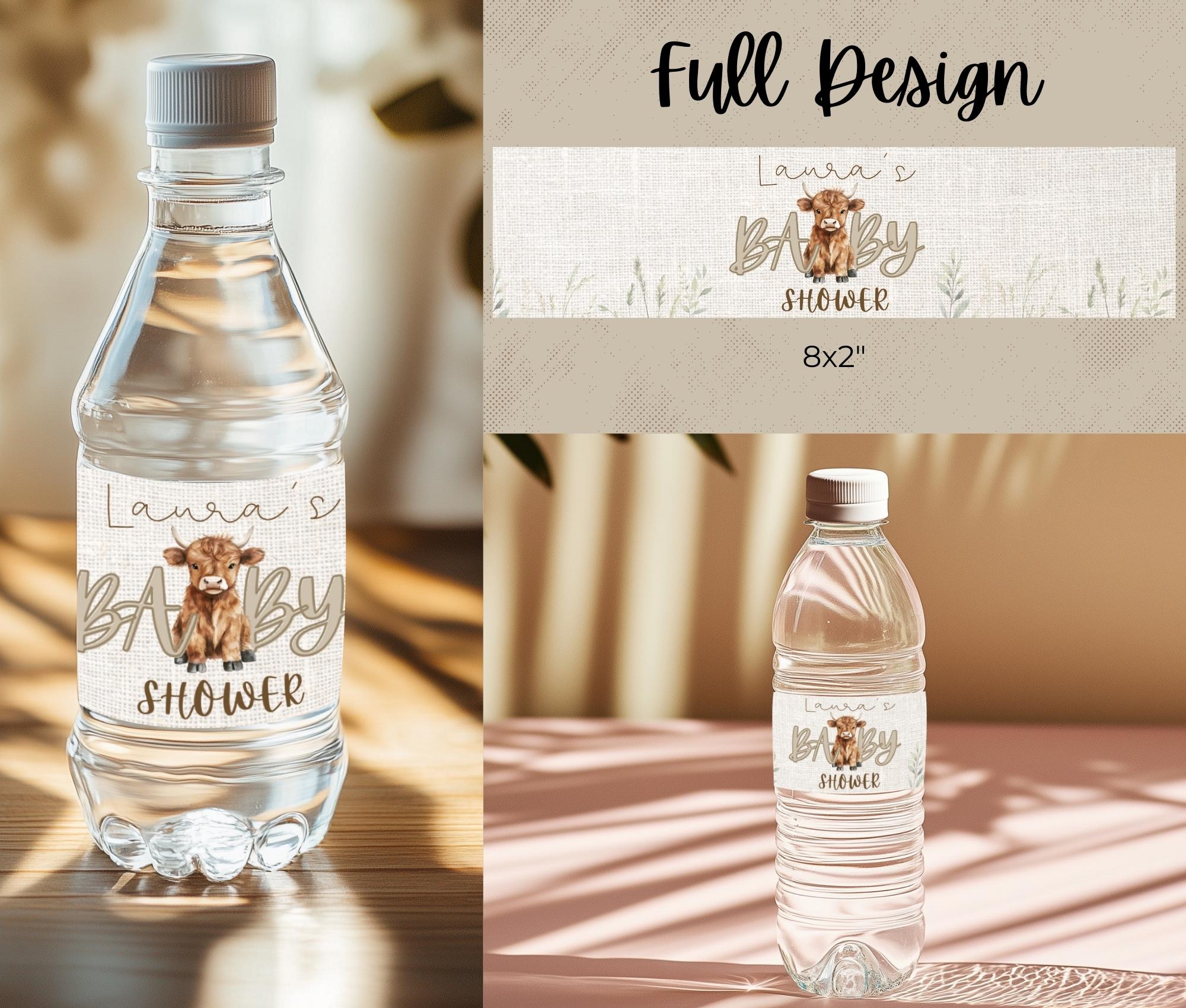 Highland Cow Baby Shower Water Bottle Labels, Baby Cow, Animals ...