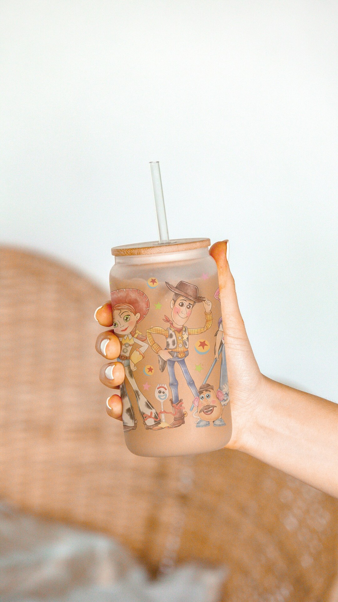 Frosted Toy Story Inspired Glass Can Coffee Cup Girlfriend Disney Adult ...