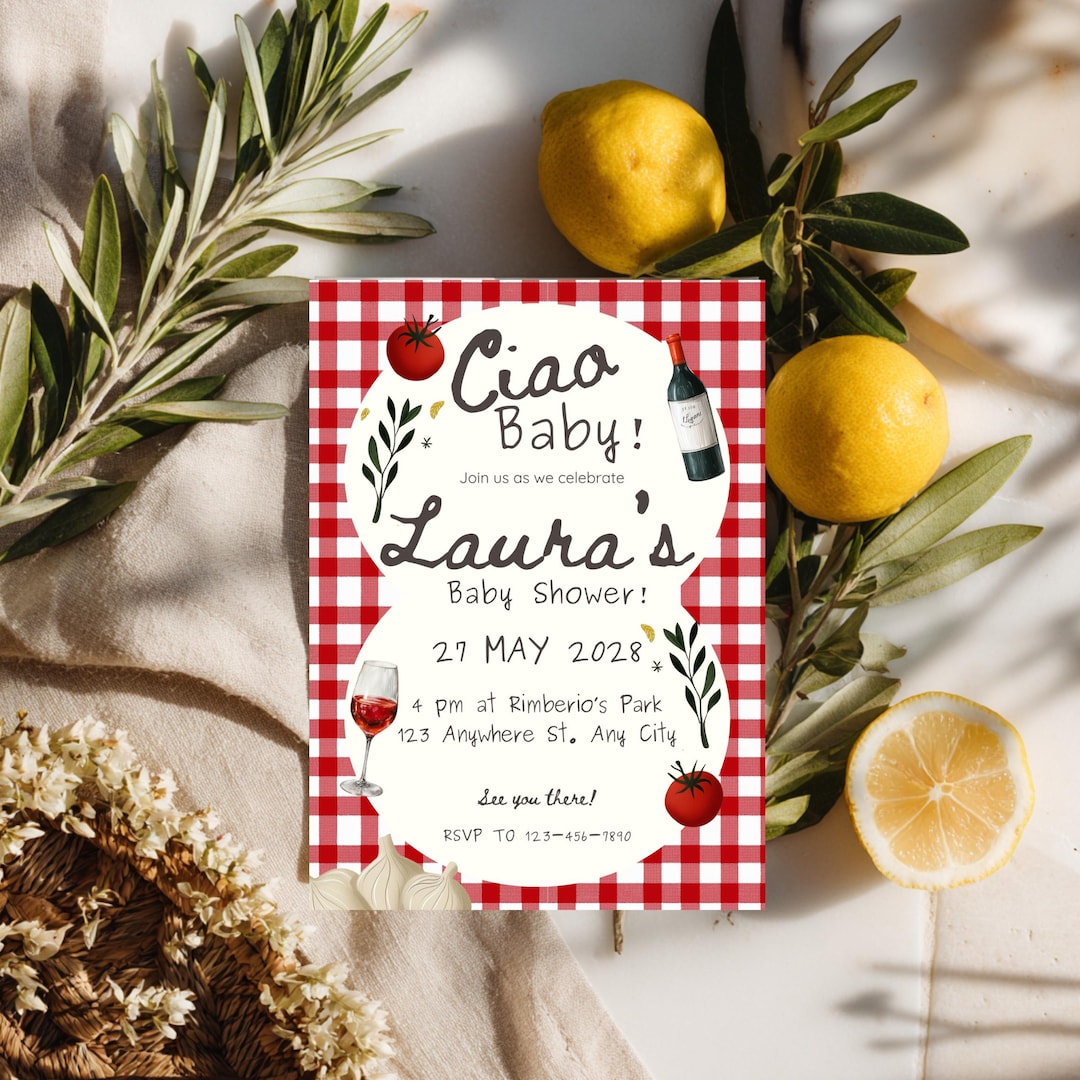 Ciao Baby Shower Invite, Italian Baby Shower Invitation, Digital ...