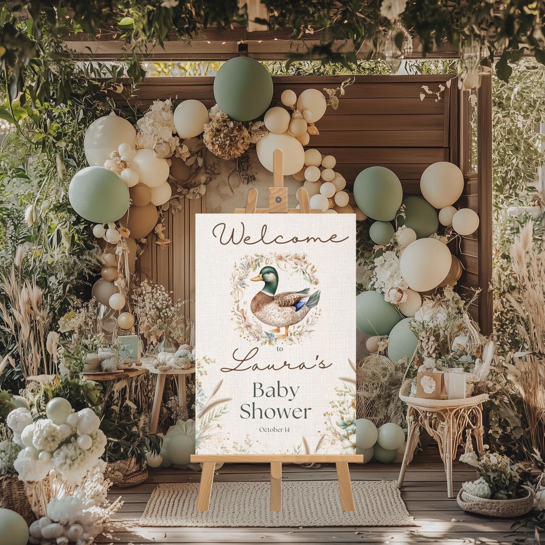 Mallard Duck Baby Shower Welcome Sign, Farm Theme Baby Shower, Digital ...