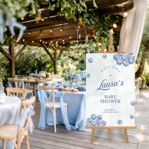 Blueberry Baby Shower Welcome Sign, Berry Sweet Baby, Digital Download ...
