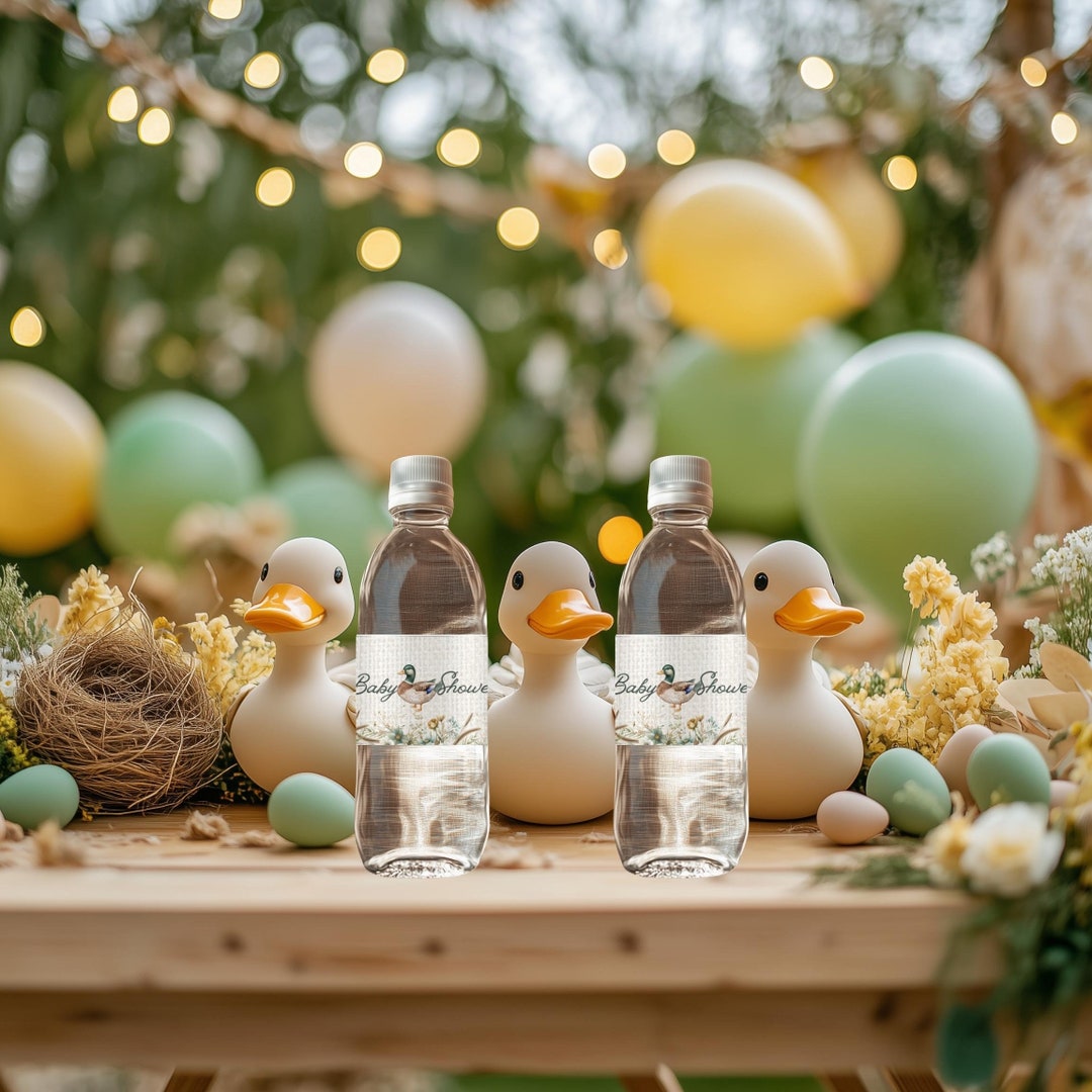 Mallard Duck Baby Shower Water Bottle Labels, Baby Shower Favors ...