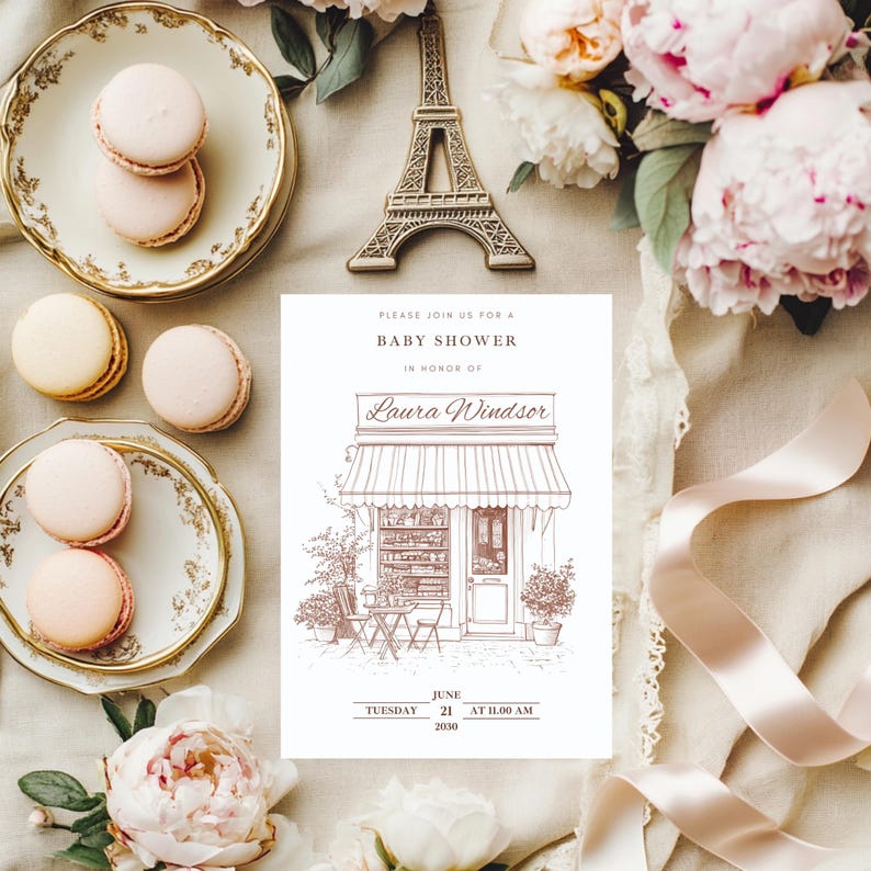 Paris Baby Shower Invitation, French Patisserie Bakery Baby Shower ...