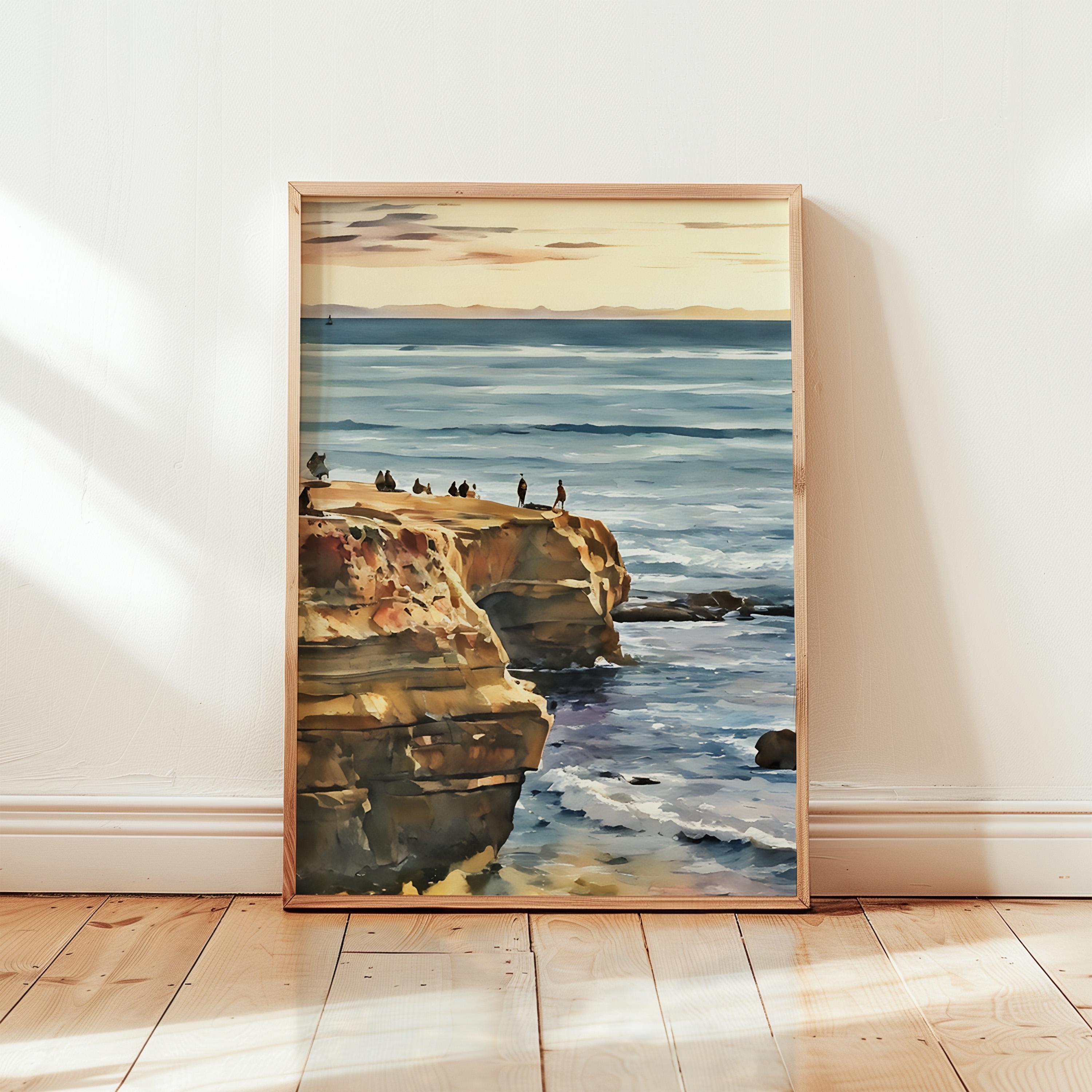 Sunset Cliffs Art Print, Sunset Cliffs Wall Art, Watercolor Art ...