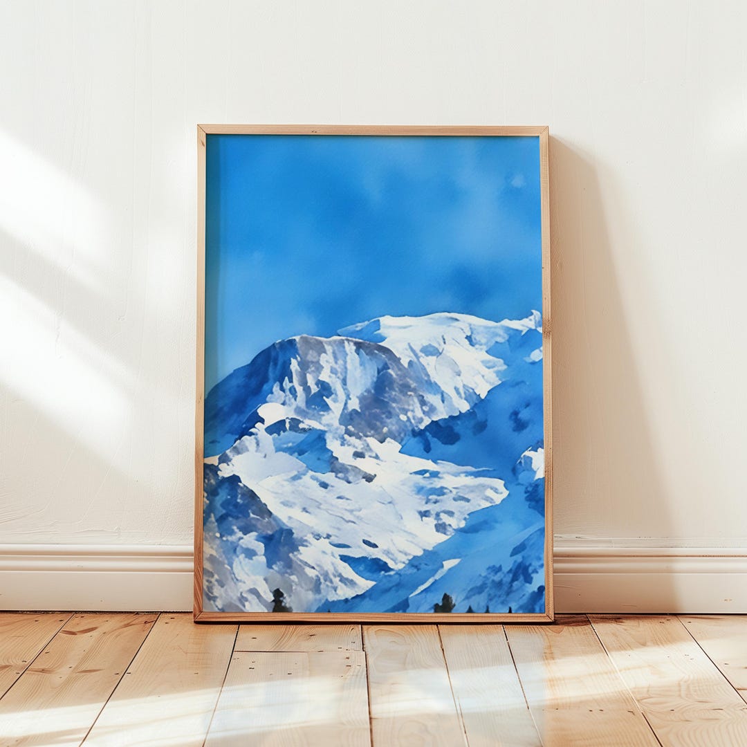Mont Blanc Watercolor Art, Mont Blanc Wall Art, Mont Blanc Painting ...