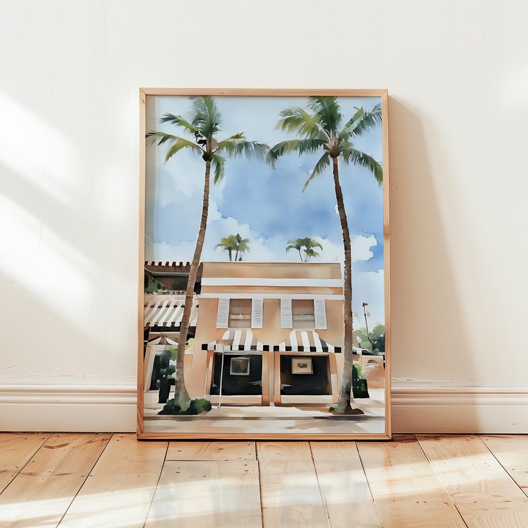 Palm Beach Print, Palm Beach Watercolor Decor, Palm Beach Wall Art ...