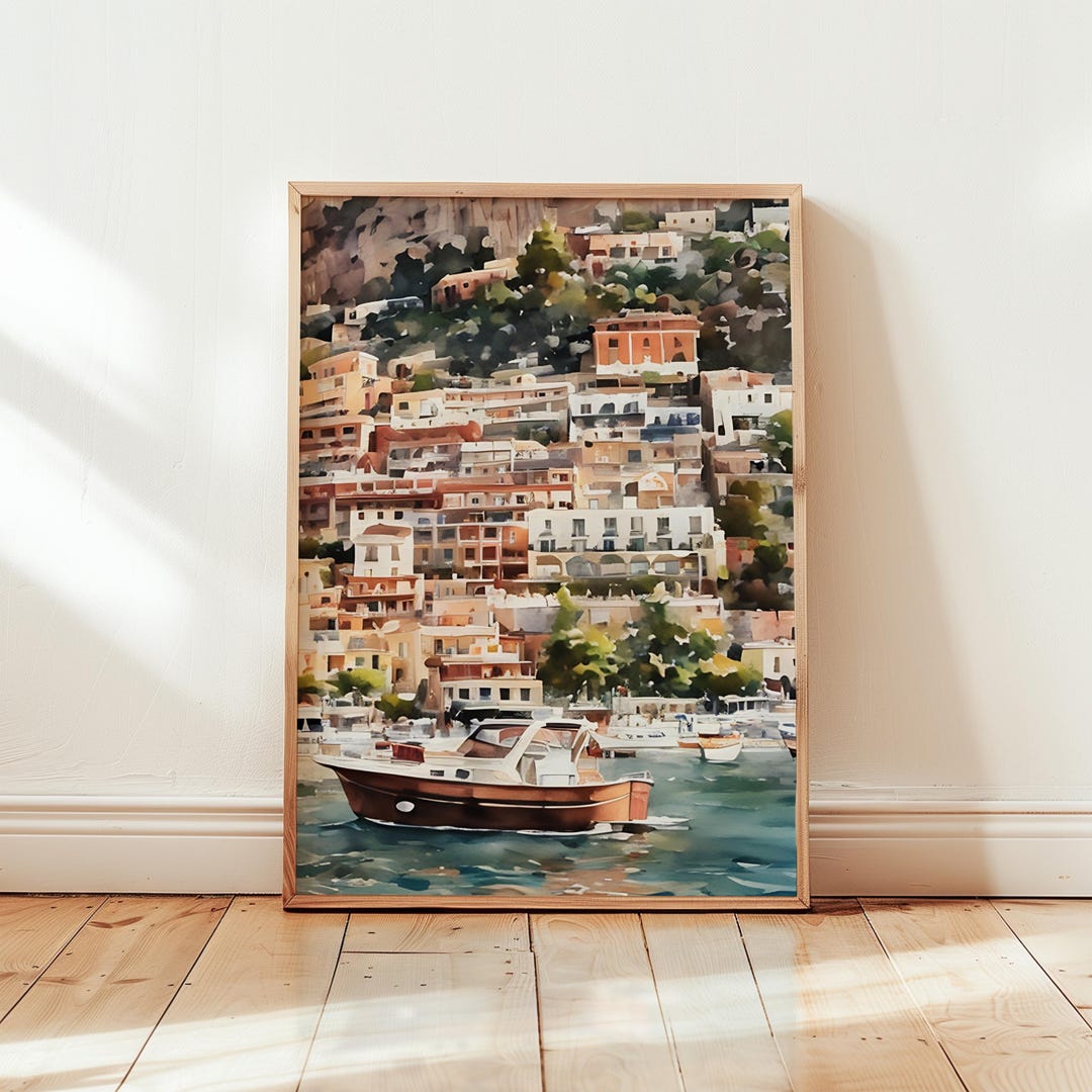 Positano Print, Positano Watercolor Decor, Positano Wall Art, Travel ...