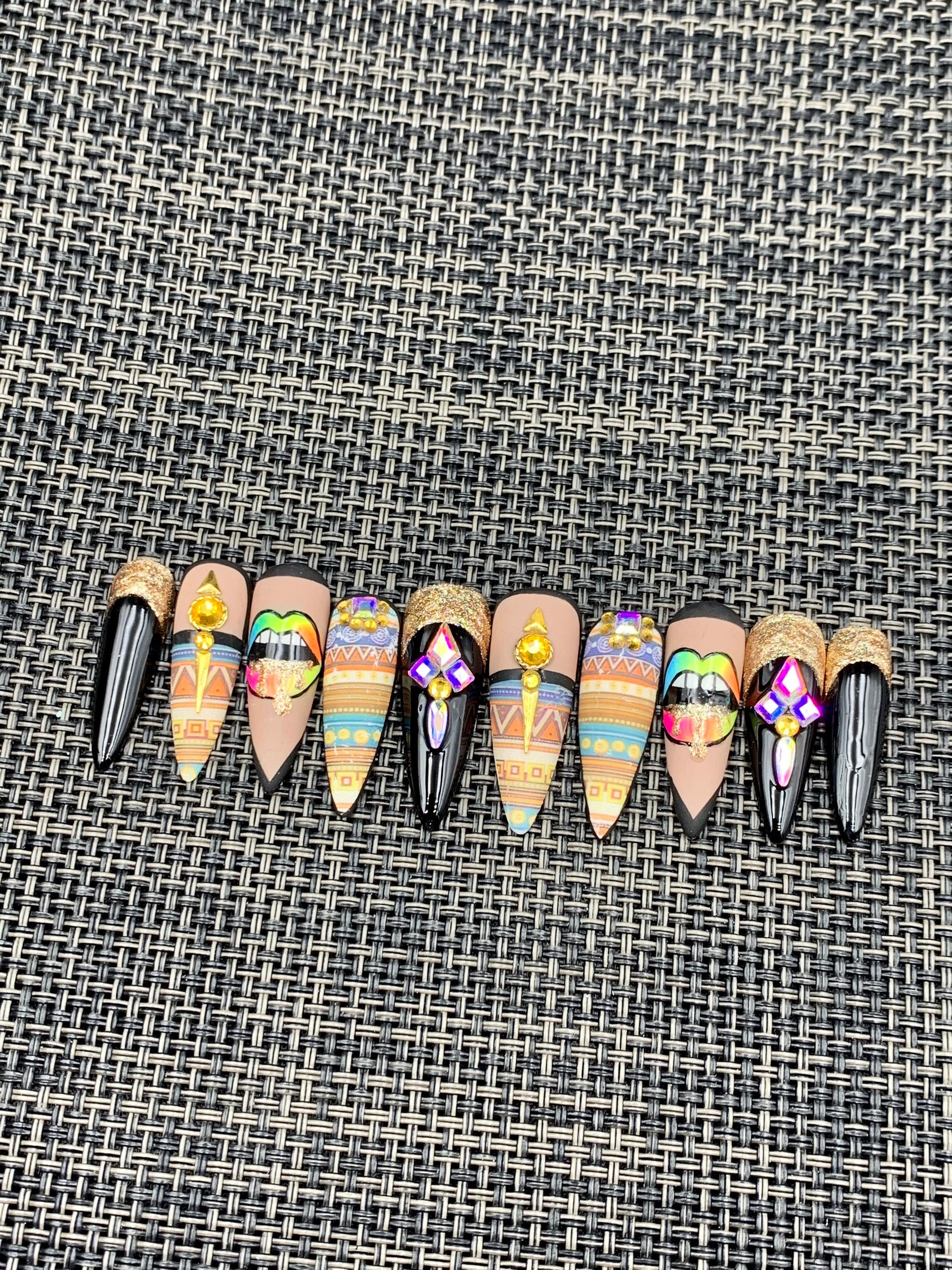 Holographic Press on Nails / Gems/rose Gold/copper/ - Etsy