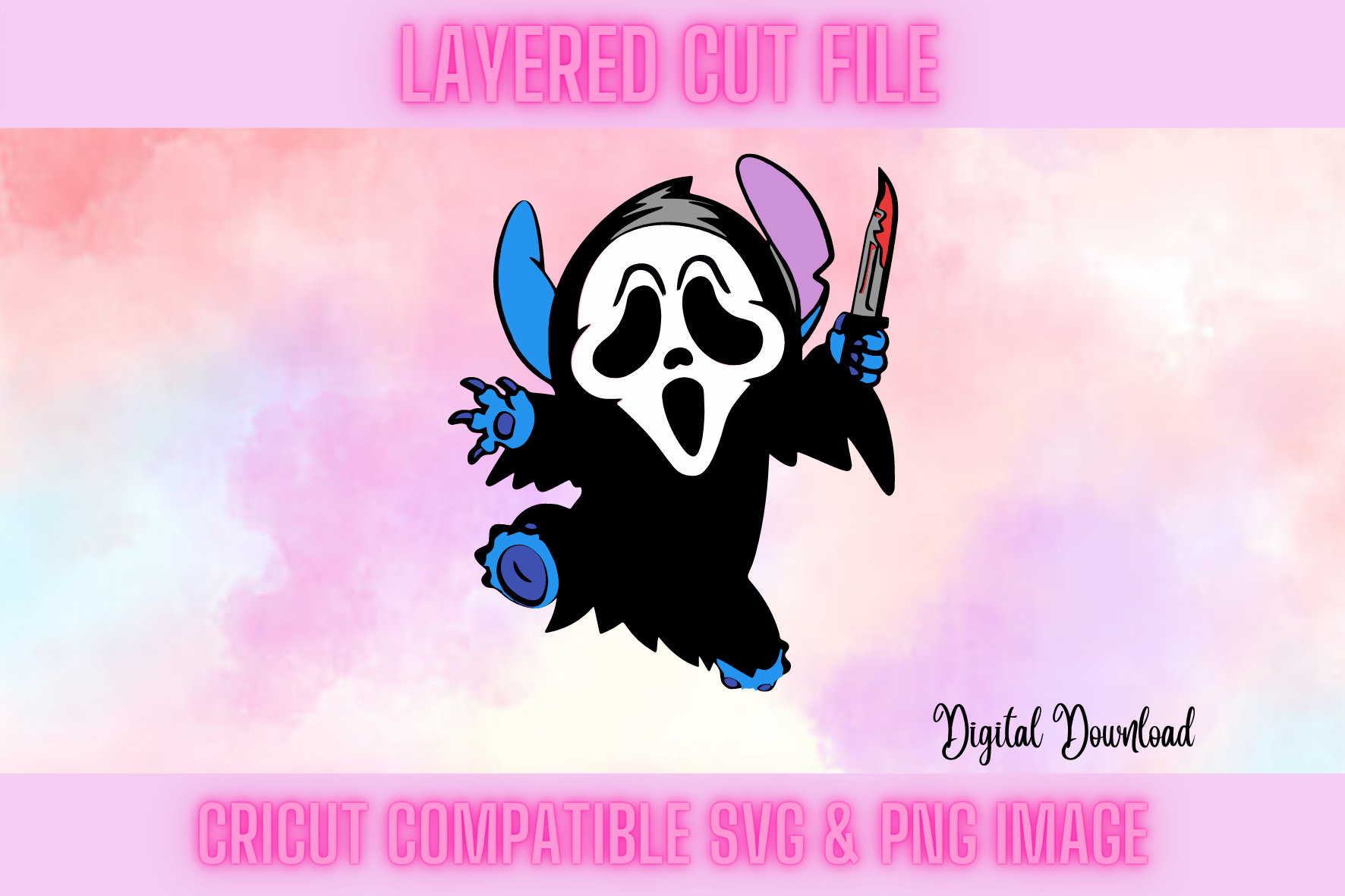 Scream Meets Stitch SVG Layered Digital Download Halloween Cricut File ...
