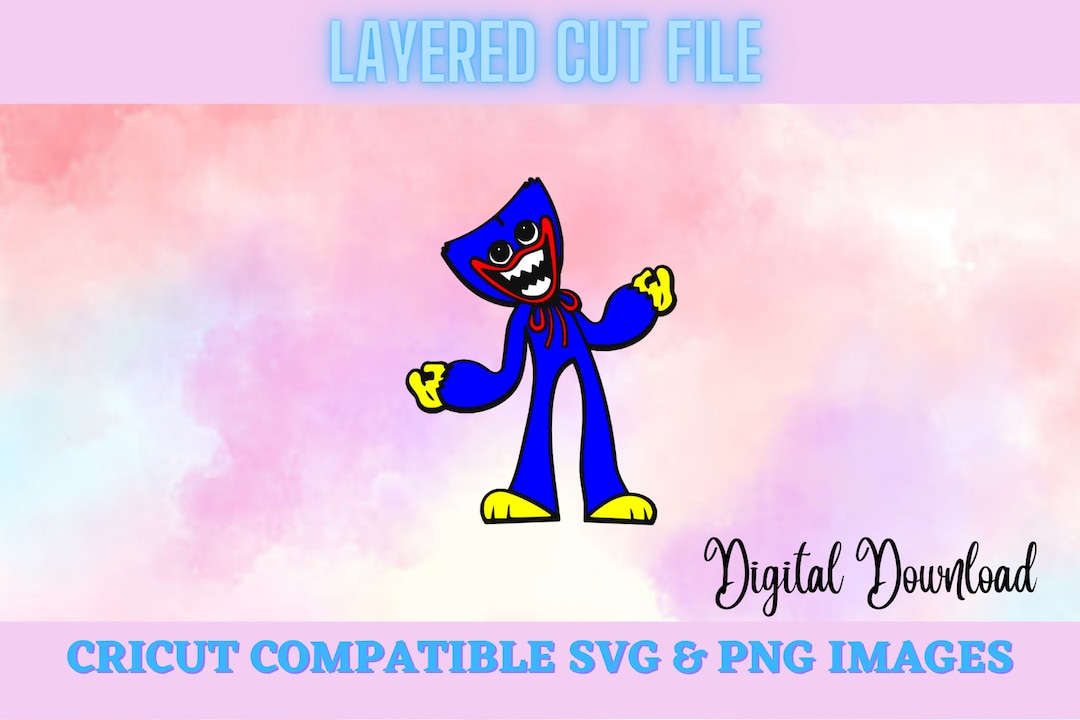 Huggy Wuggy Cartoon SVG Layered Digital Download Cricut Compatible File ...