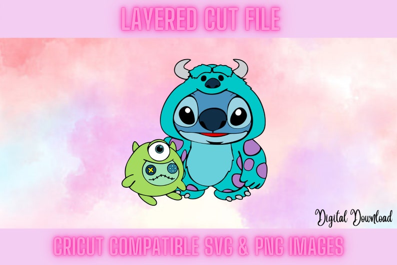 Dress Up Stitch Mike Wazowski Sully SVG Descarga digital en capas ...