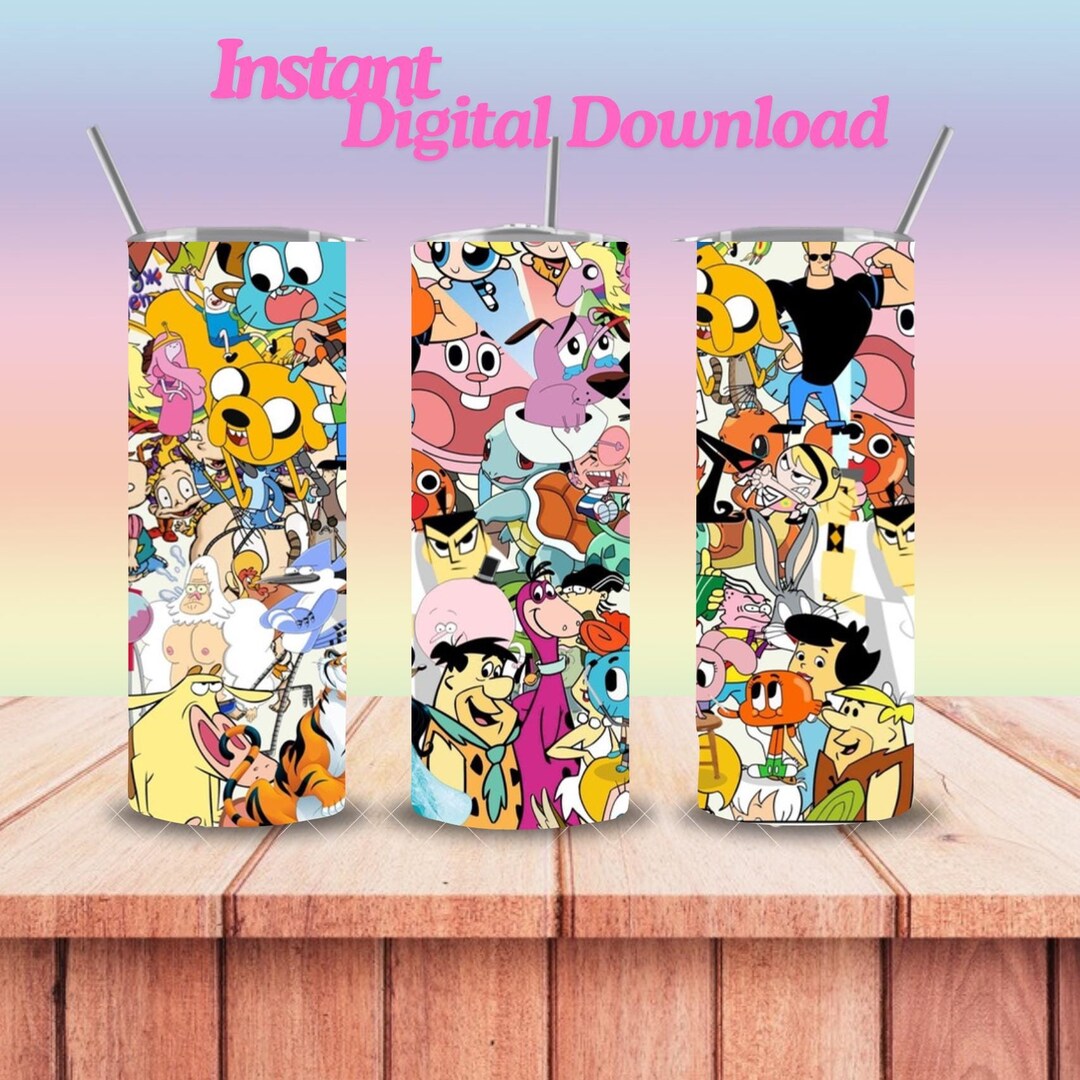 Cartoon Kids Tv Shows Throwback Cup Wrap PNG Image File Suitable for ...