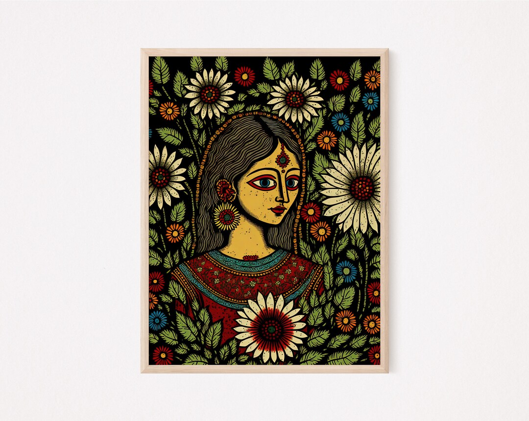 Madhubani India Woman, India Wall Art, South Asian Art, Indian Woman ...